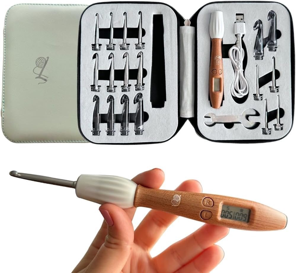 Counting Crochet Hook Set - 18 Sizes Interchangeable Hooks Kit, Light ...