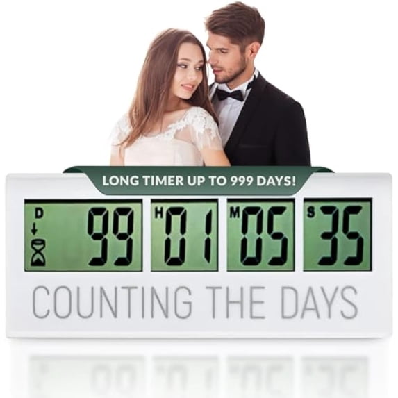 Counting the Days Countdown Clock - Up to 999 Days LCD Digital Timer ...