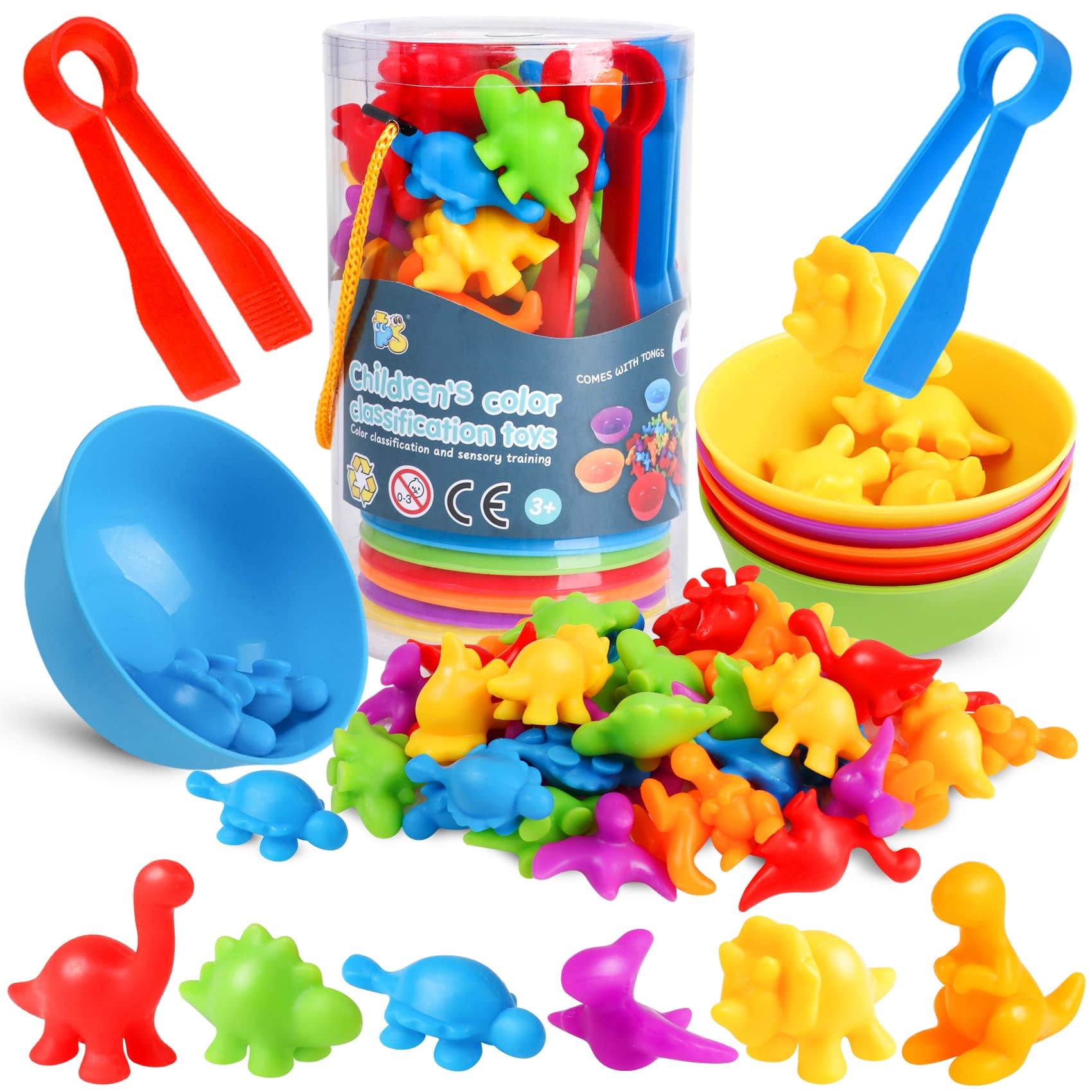 Counting Dinosaur Matching Toys With Sorting Bowls Montessori Preschool ...