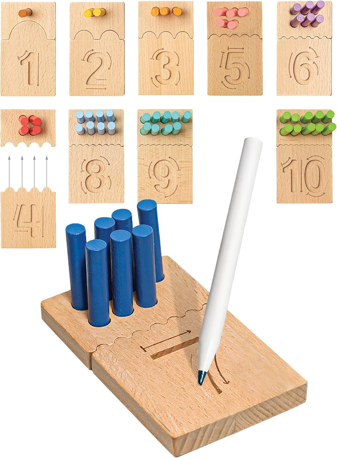 Counting Peg Boards and Number Tracing for Kids - Wooden Montessori ...