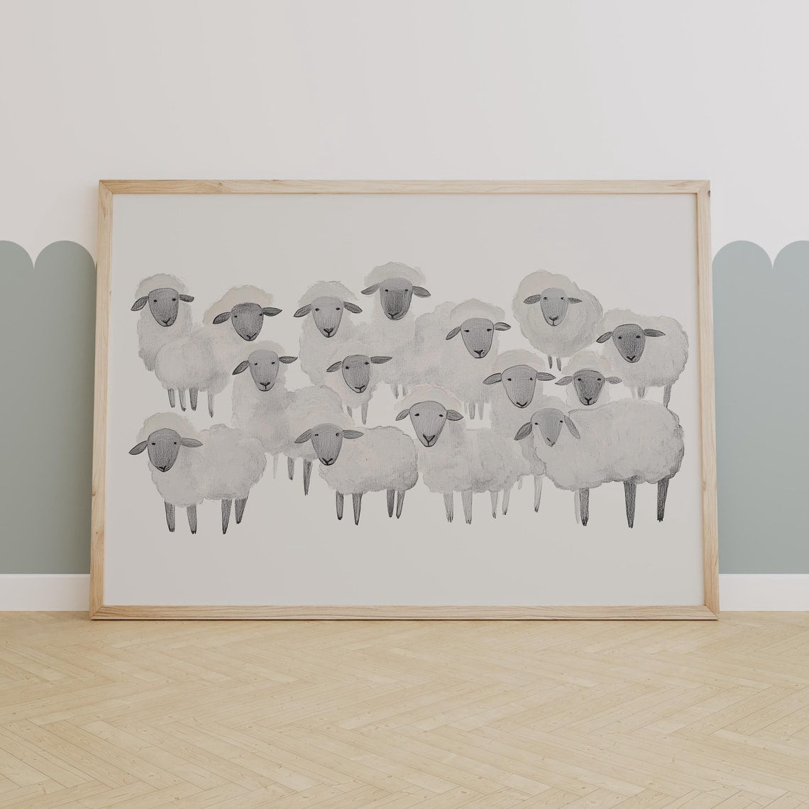 Counting Sheep Art Print, Whimsical Nursery Wall Decor, Scandinavian ...