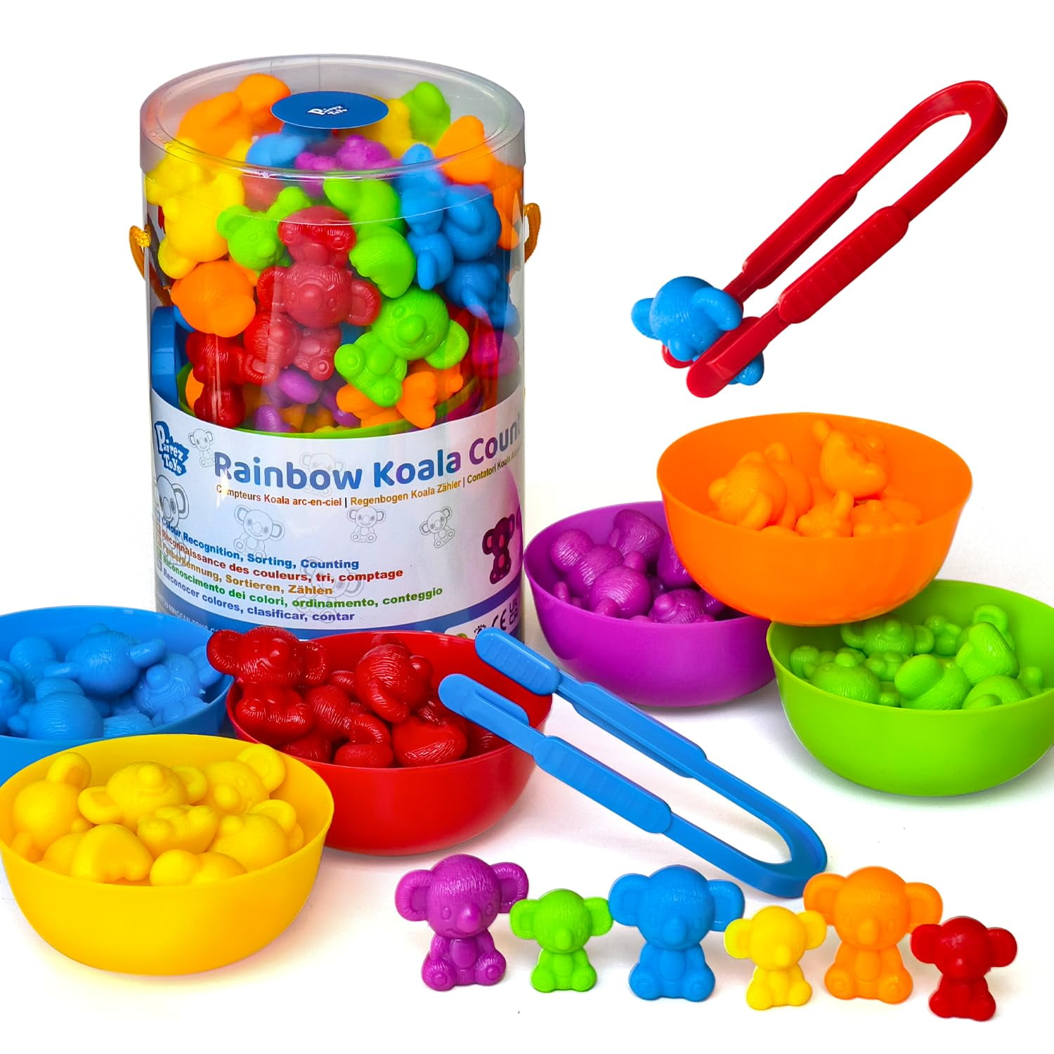 Counting Toys For Toddlers, 60 Rainbow Koala Counters W/Sorting Bowls ...