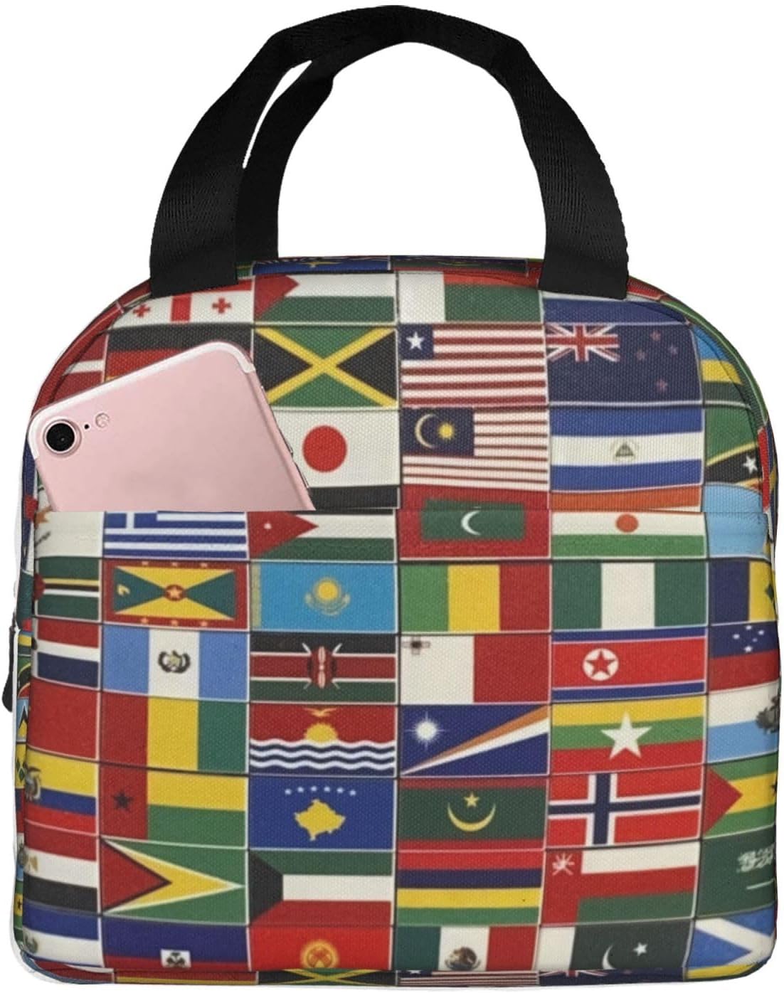 Countries Of The World Flag Lunch Bag Reusable Insulated Cooler Lunch ...