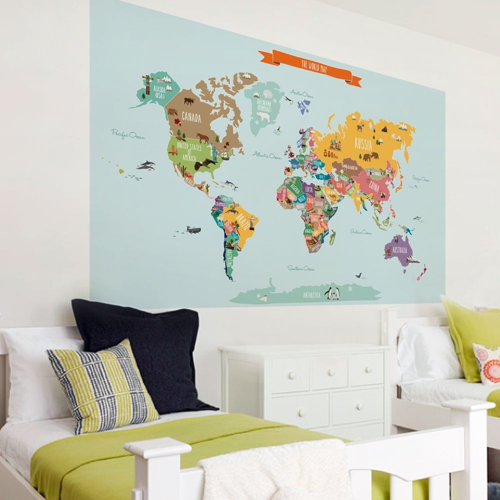 Countries of the World Map Vinyl Poster Wall Sticker - Walmart.com