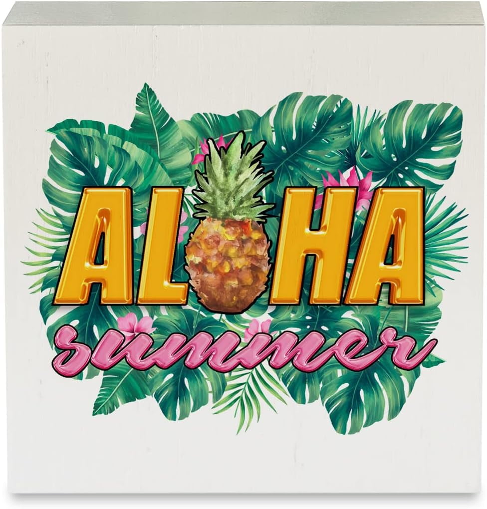 Country Aloha Summer Pineapple Wood Box Sign Rustic Tropical Plant ...
