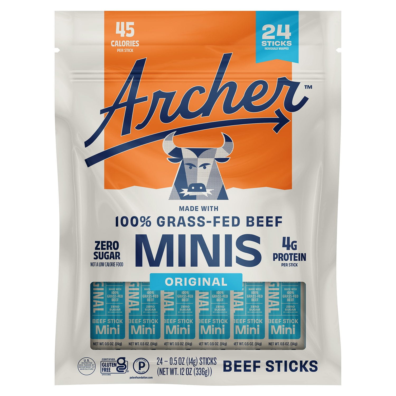 Country Archer 0.5 oz Mini Beef Sticks – 24 Count Grass-Fed, High ...