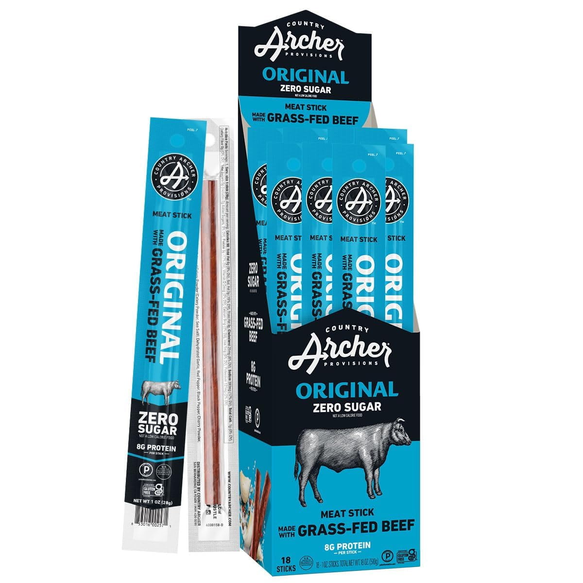 Country Archer Beef Jerky BCF26 Sticks - Grass Fed Beef Sticks ...