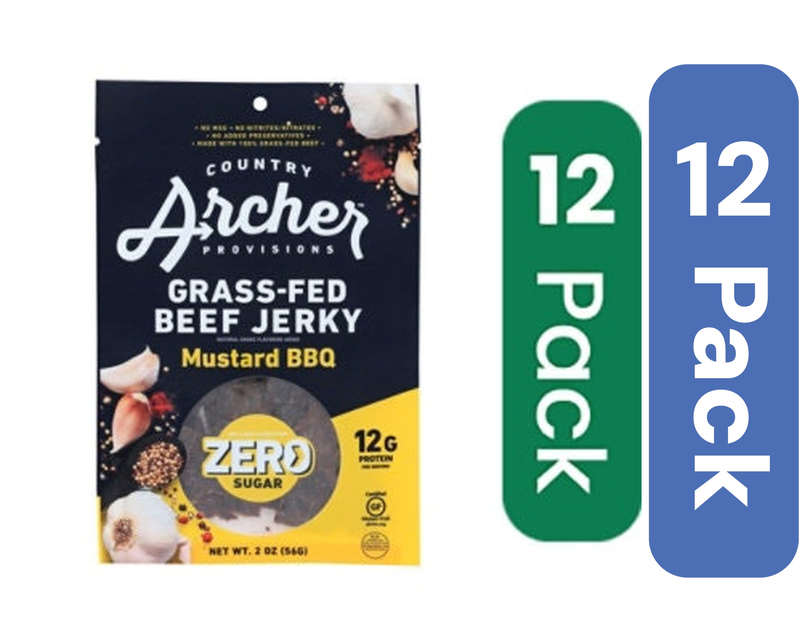 Country Archer Beef Jerky Mustard BBQ Zero 2 oz Pack of 12 - Walmart ...