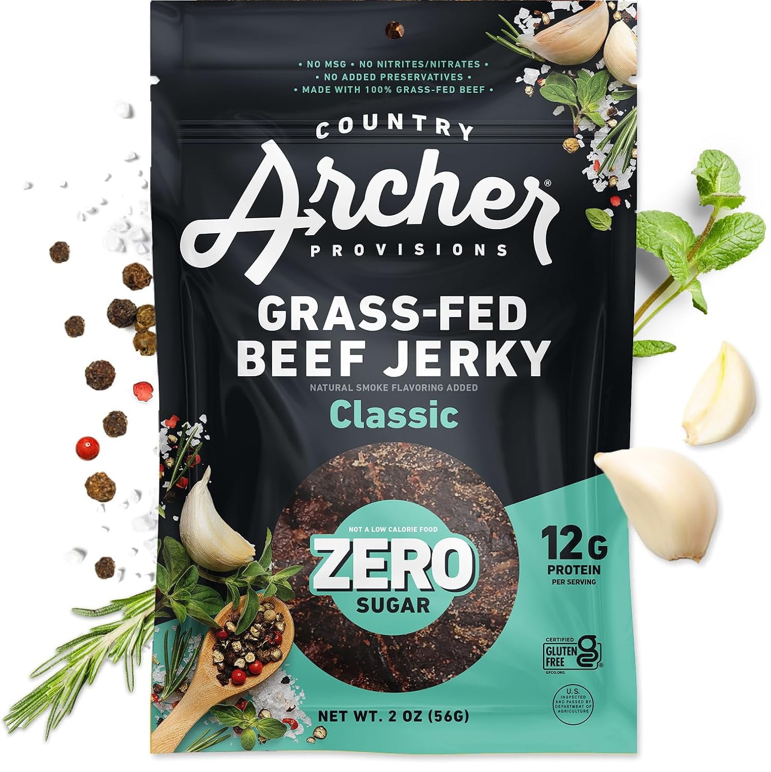 Country Archer - Beef Jerky Original Zero Sugar 2 Ounces Pack of 12 ...