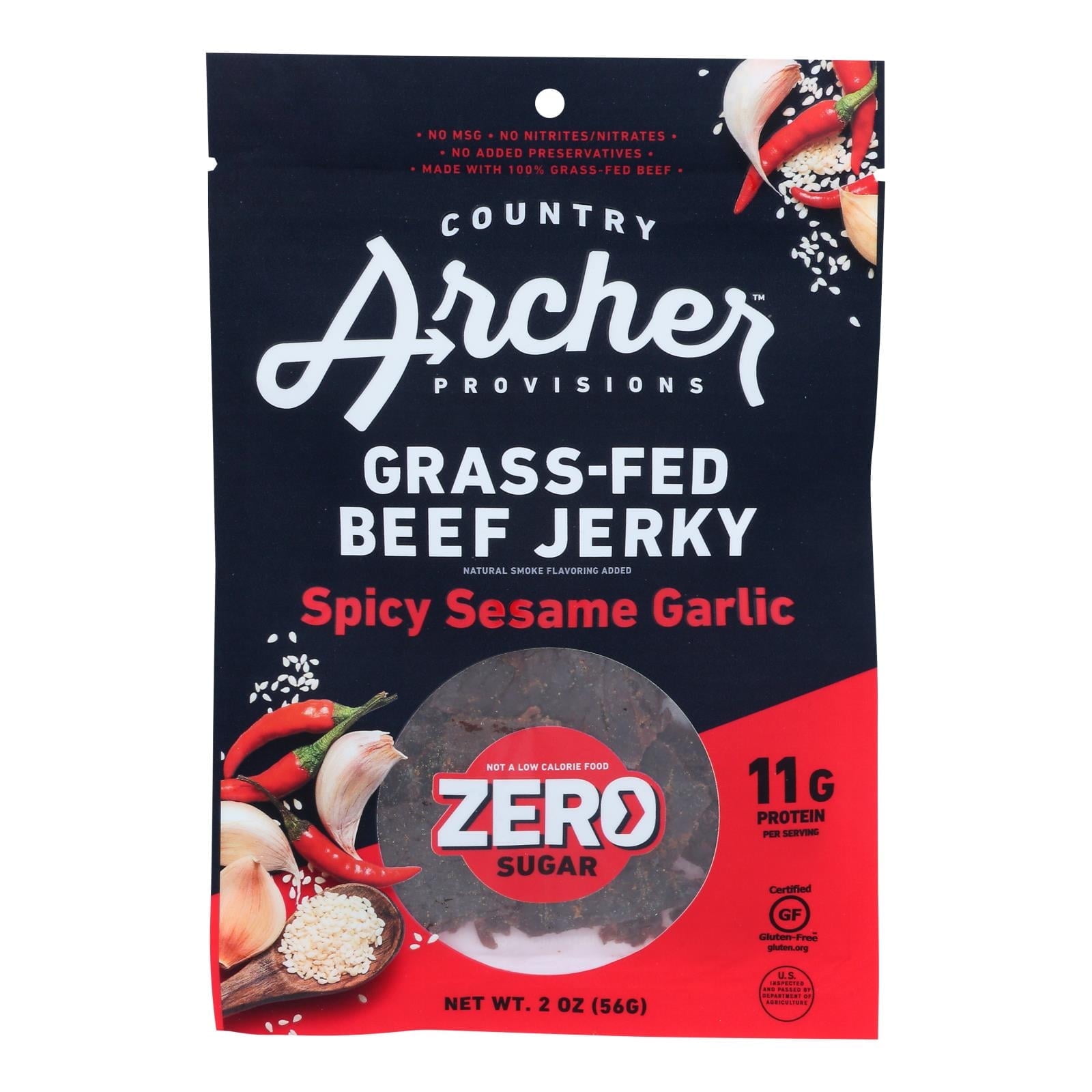 Country Archer - Bf Jrky Spicy Ses Gar Zero - Case of 12-2 OZ - Walmart.com