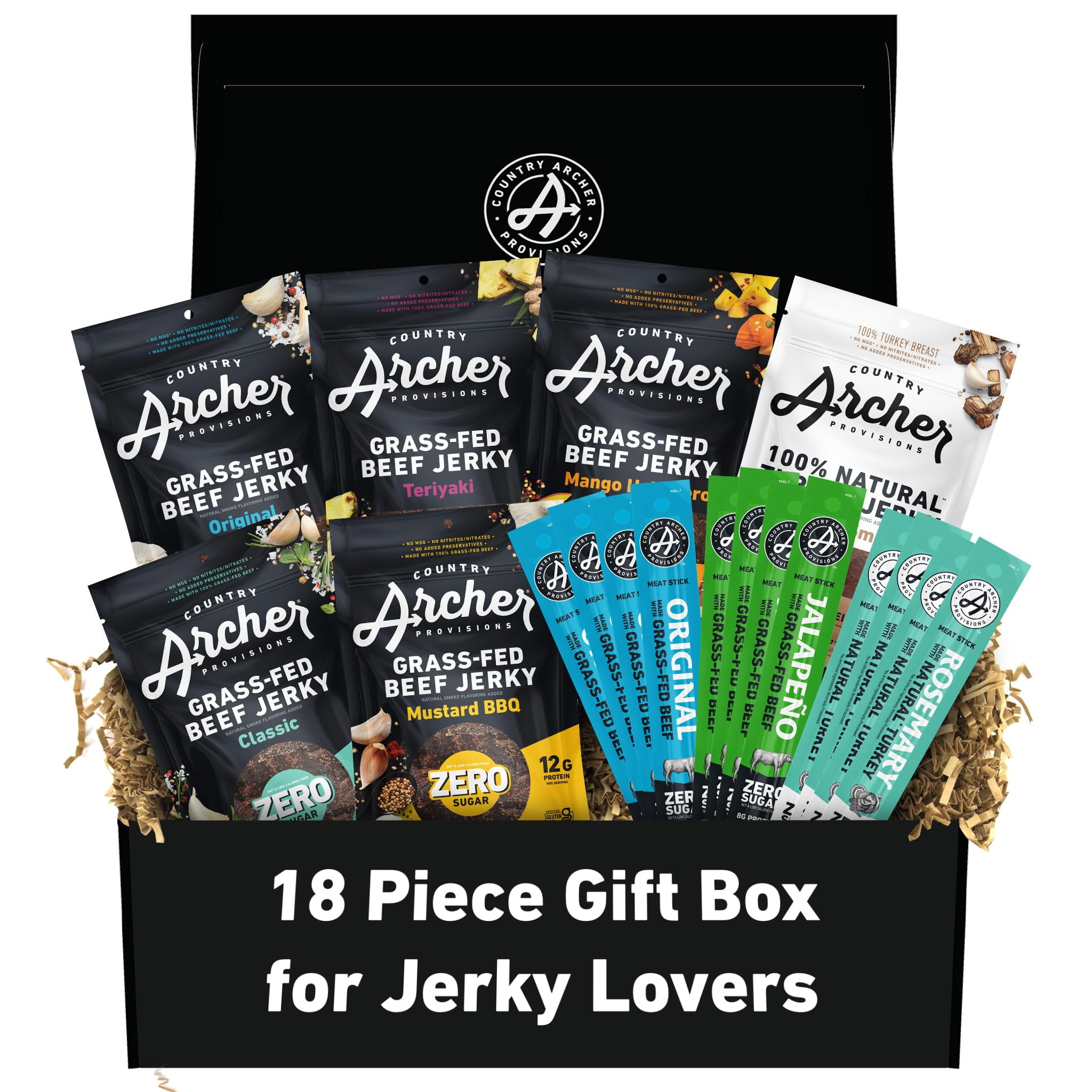 Country Archer Gift Box SAF21 - Grass Fed Beef Variety Pack, Beef Snack ...