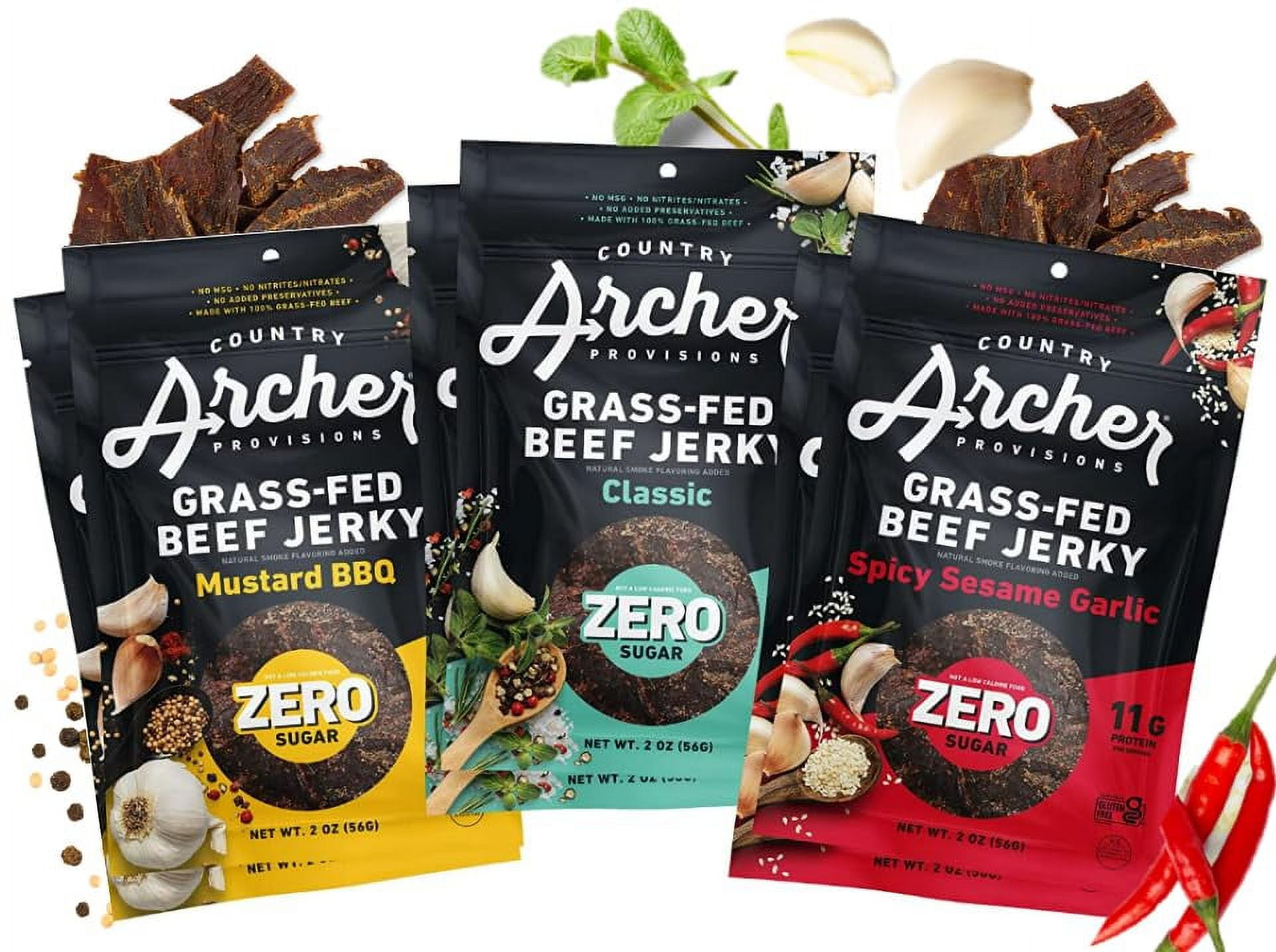 Country Archer Grass-Fed Beef MFF30 Jerky Variety Pack - Beef Jerky ...