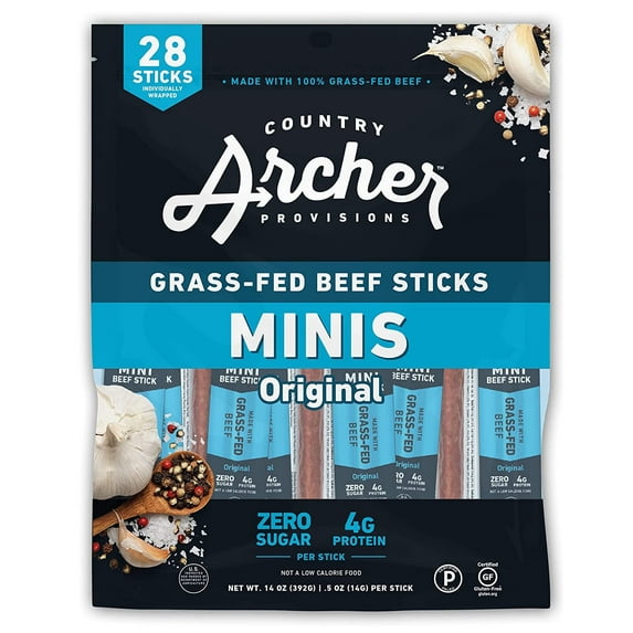 Country Archer Mini Beef Jerky Sticks, 100% Grass-Fed, Gluten Free ...