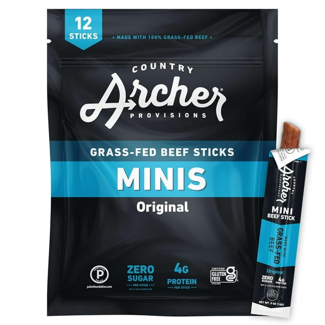 Country Archer Mini Beef TGF4 Jerky Sticks - Grass Fed Beef Sticks ...