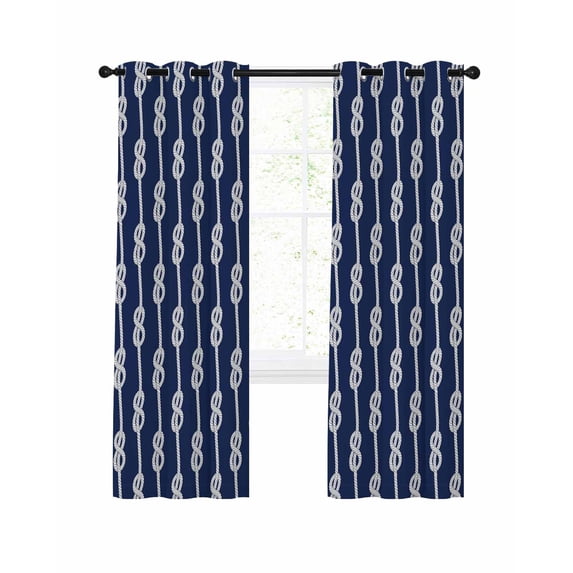 Country Art Blackout Curtains 63 Inch Length Vintage Navy Blue Knot ...