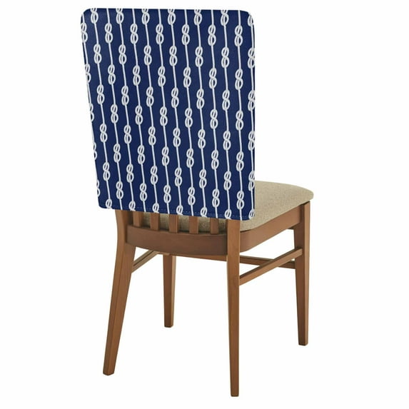 Country Art Chair Back Covers Set of 1, Vintage Navy Blue Knot Texture ...