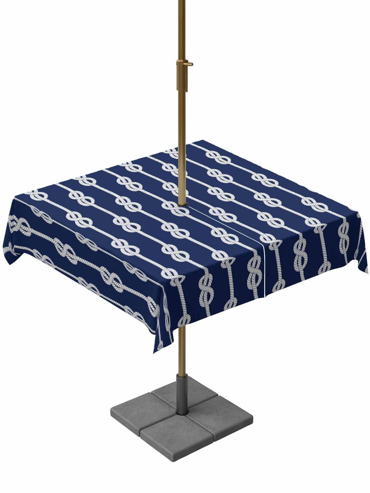 Country Art Square Outdoor Tablecloth with Umbrella Hole Vintage Navy ...