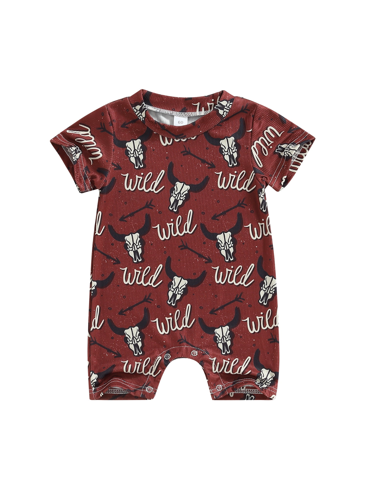 Country Baby Outfit Boy Girl Western Cow Print Cowboy Romper Bodysuit Short Sleeve One Piece ...