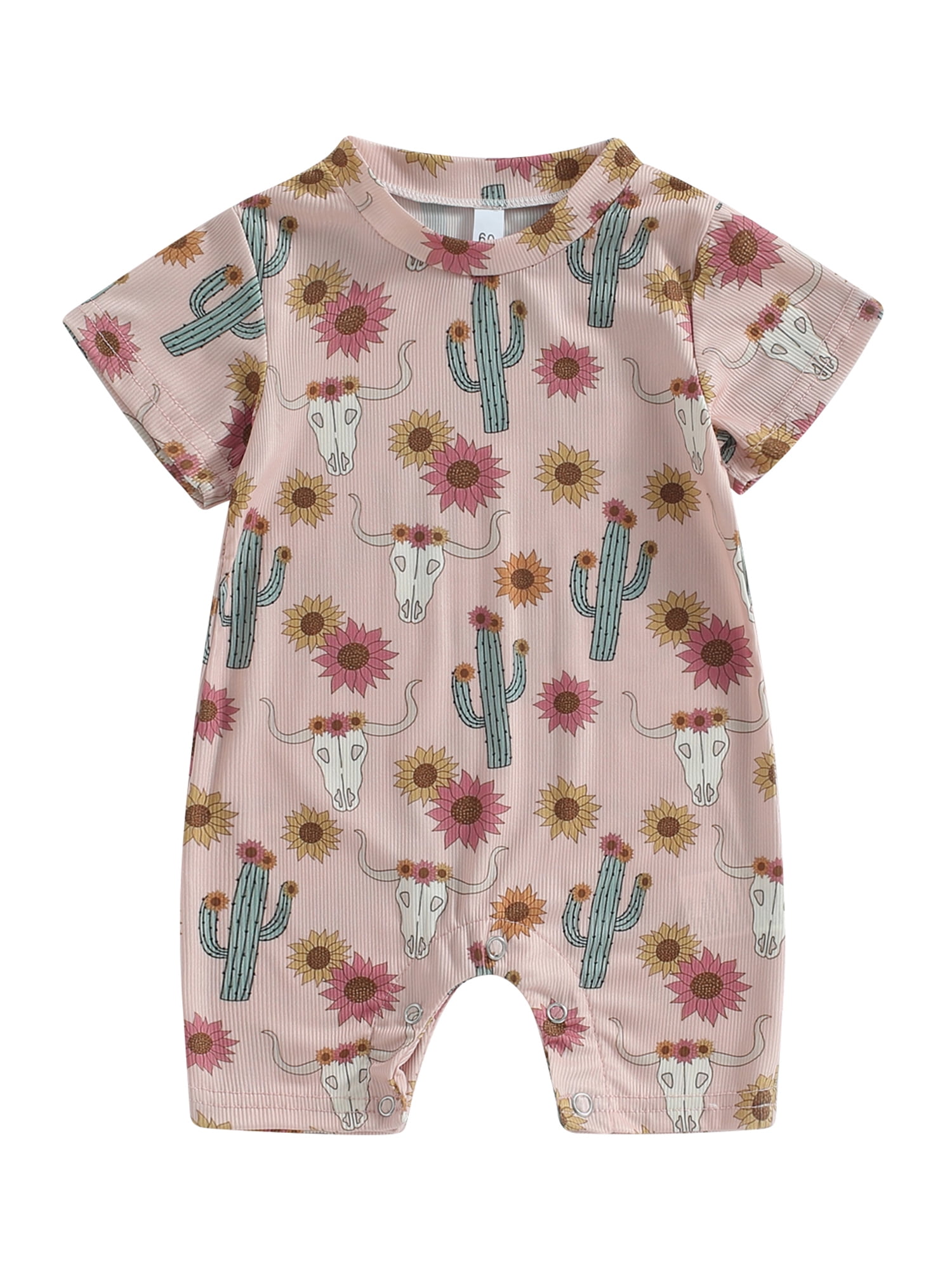 Country Baby Outfit Boy Girl Western Cow Print Cowboy Romper Bodysuit Short Sleeve One Piece ...