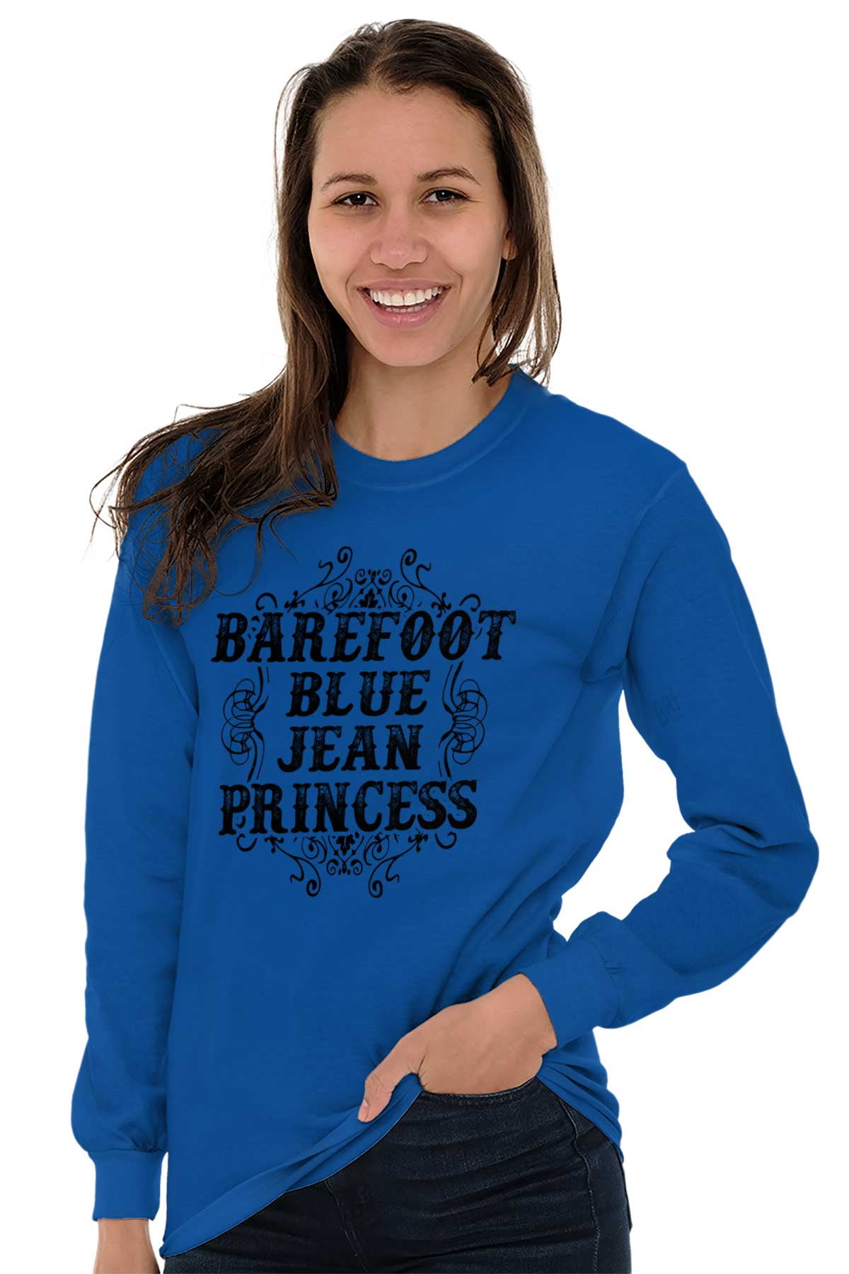 Country Barefoot Blue Jean Princess Women Plus Size Long Sleeve Graphic ...