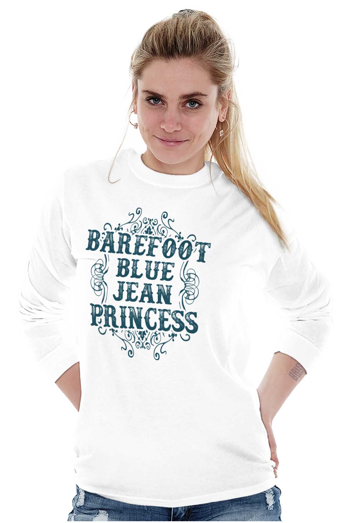 Country Barefoot Blue Jean Princess Women Plus Size Long Sleeve Tee ...