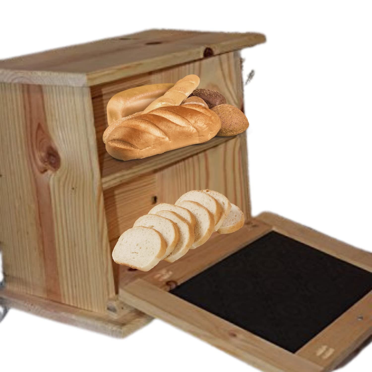 Country Barn Gifts Amish Made Unfinished Pine Bread Box Large with Two ...