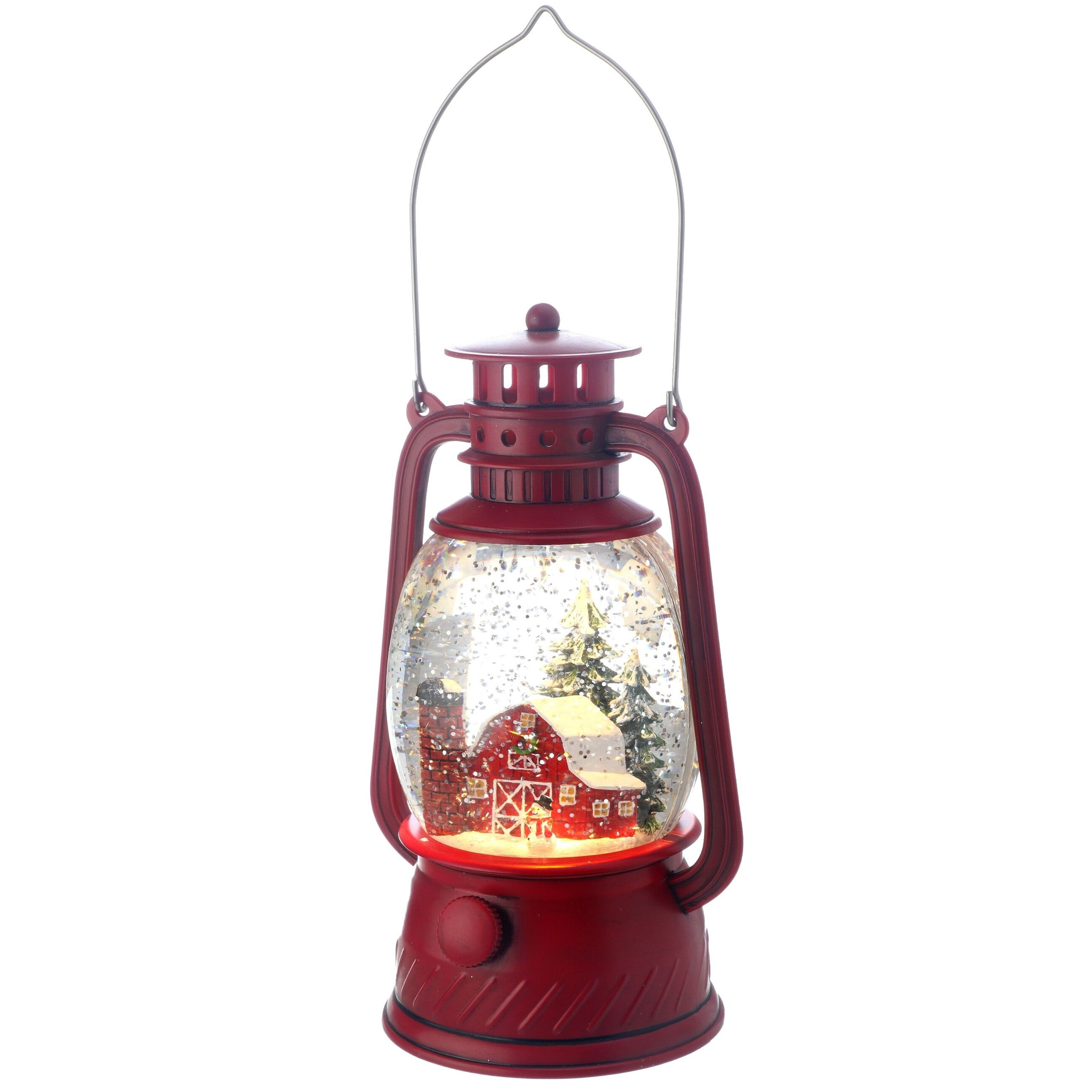 Country Barn Lighted Snow Lantern 8.125" - 8.125"H x 4" x 4.75"W ...