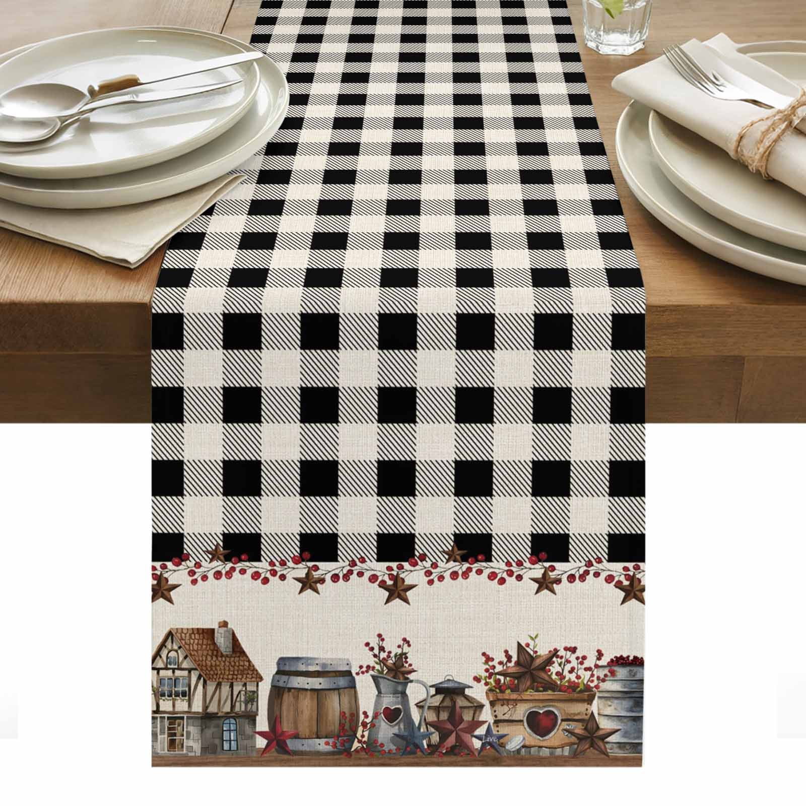Country Barn Table Runner 13 x 60 Inch, House Bucket Farmhouse Black ...