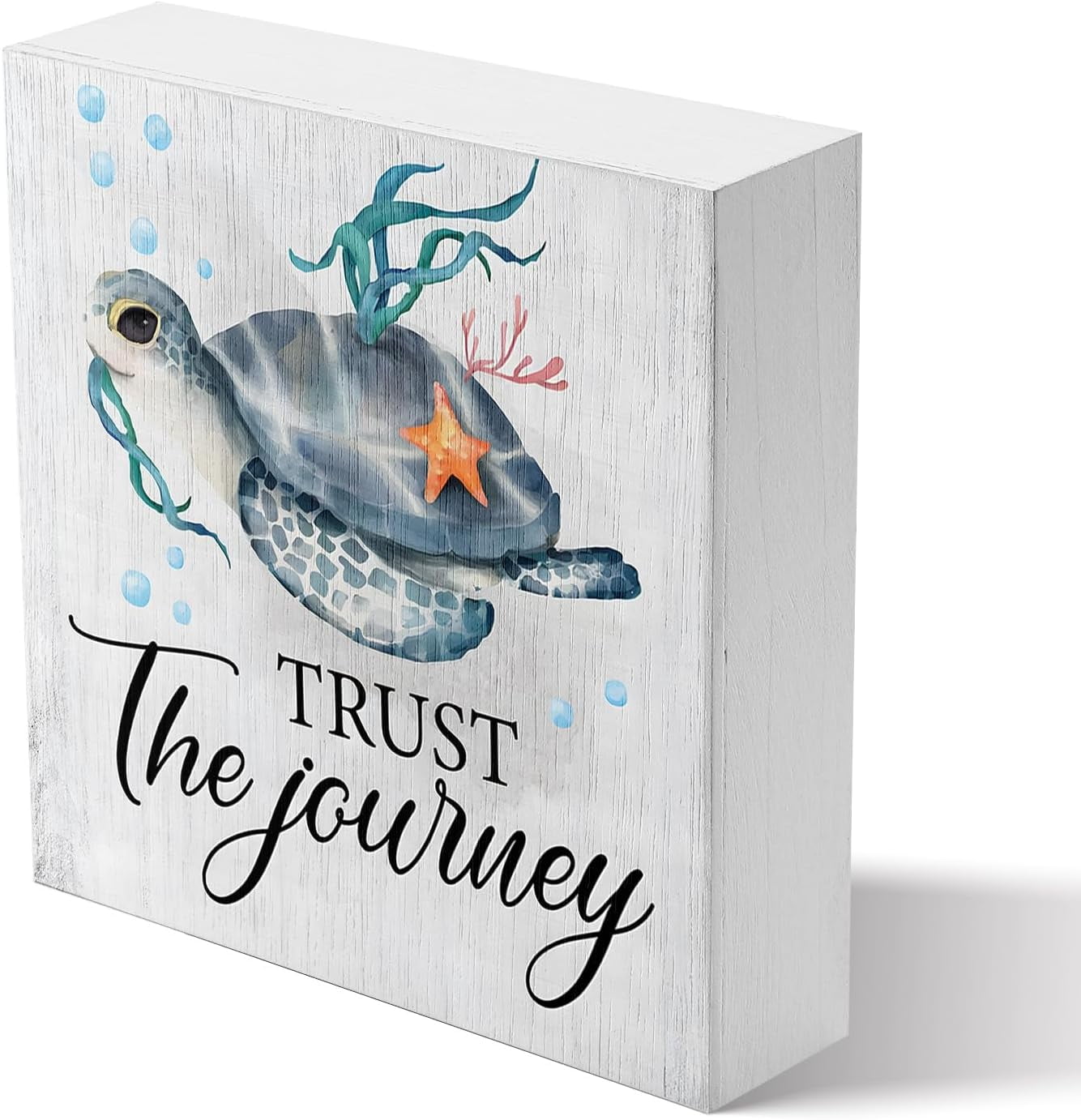 Country Beach Sea Turtle Wood Box Sign Decor Desk Sign Sea Turtle Beach ...