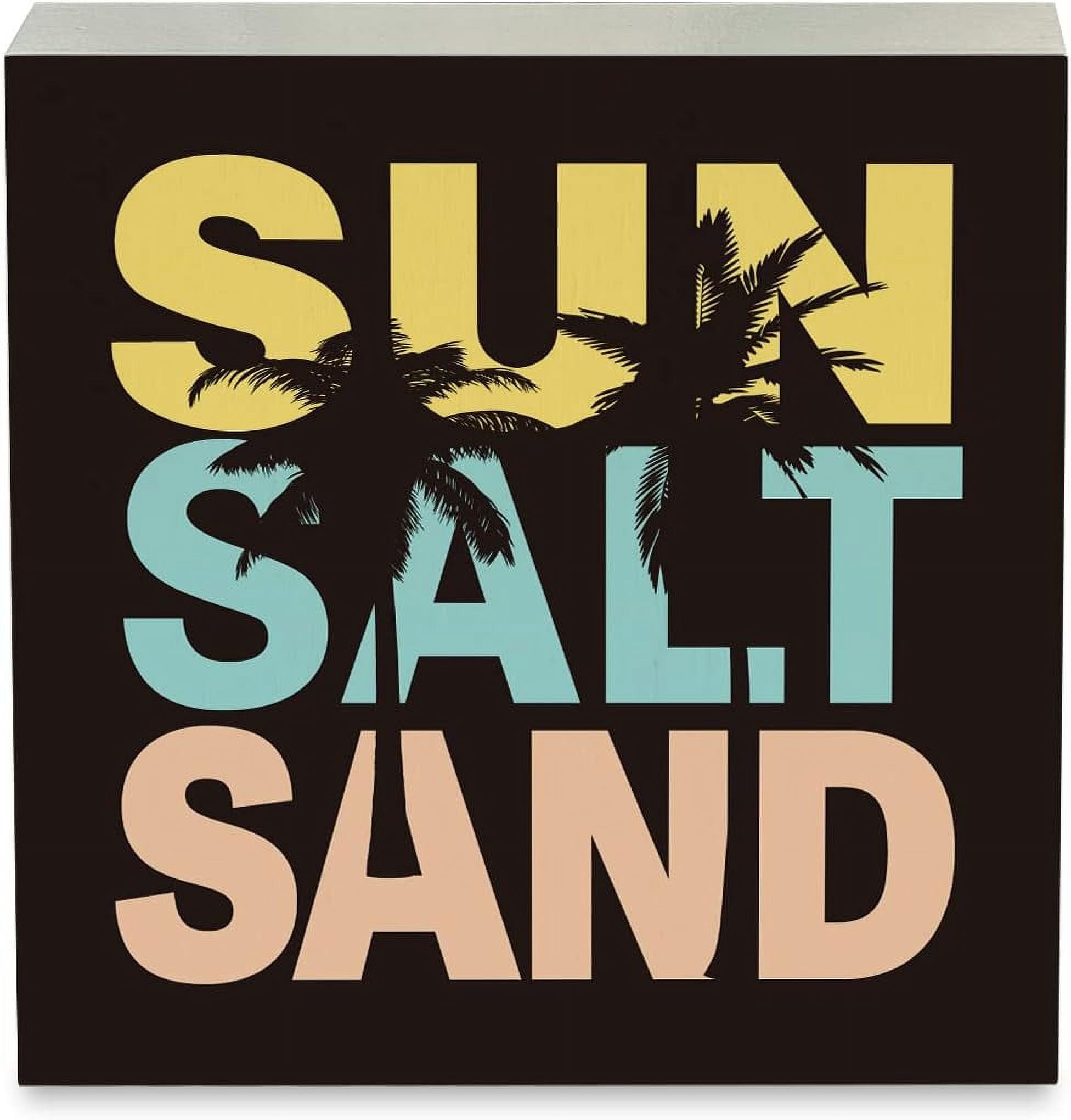 Country Beach Wood Box Sign Rustic Sun Salt Sand Beach Wooden Box Sign ...