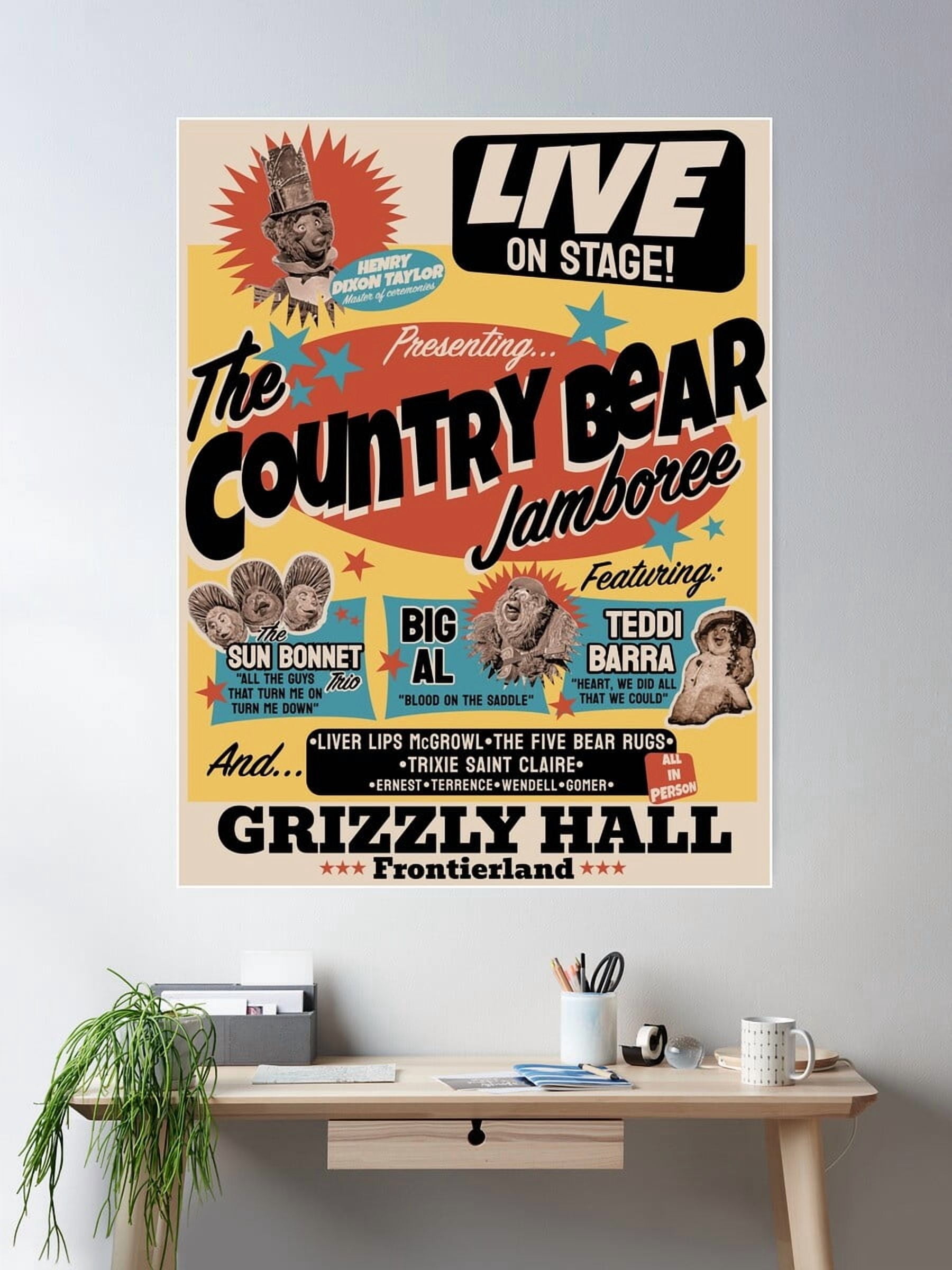 Country Bear Jamboree Poster Wall Art Vintage Style Wall Decor Physical ...