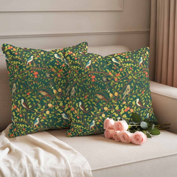 Country Bird Tree Branch Waterproof Throw Pillow Covers Set of 2 ...