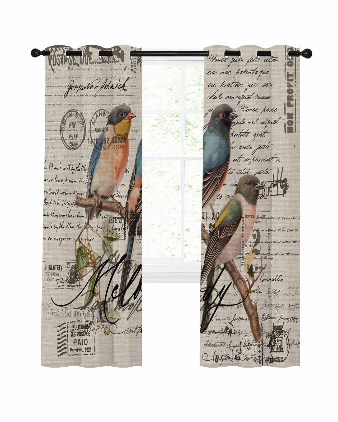 Country Birds Blackout Curtains 63 Inches Long for Bedroom,Envelope ...