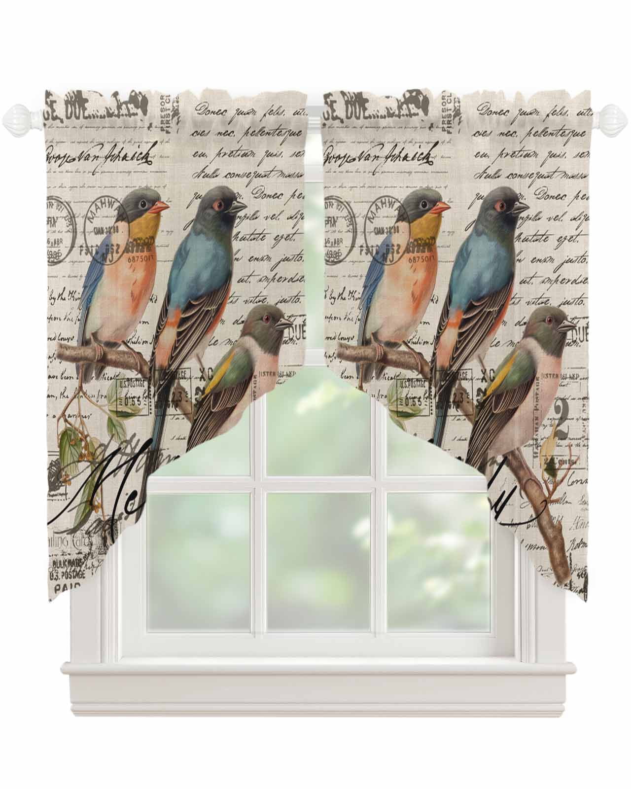 Country Birds Swag Valances for Windows, Envelope Postmark Vintage ...