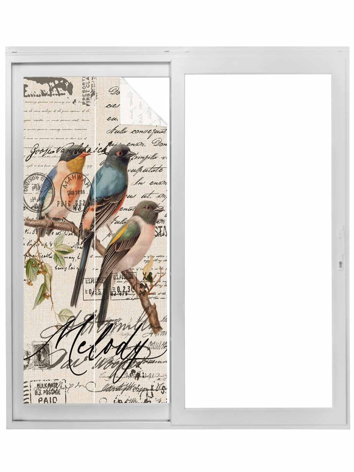 Country Birds Window Privacy Film, Envelope Postmark Vintage Farmhouse ...