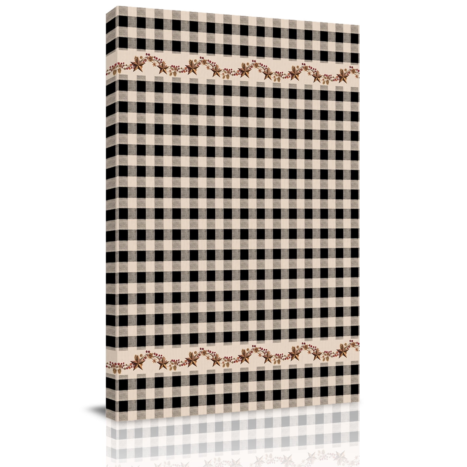 Country Black Buffalo Plaid Canvas Wall Art for Living Room, Retro Star ...