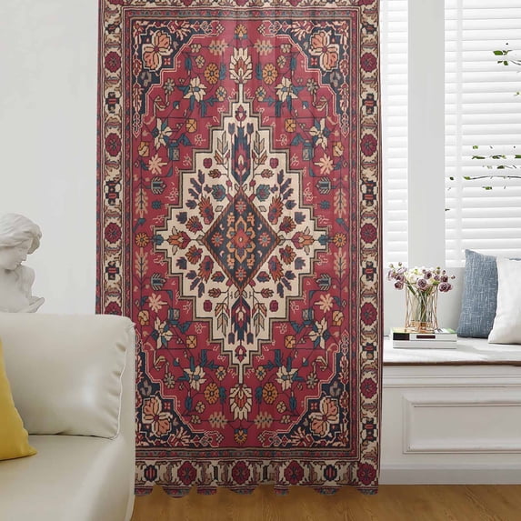 Country Boho Semi Sheer Curtains Drapes for Living Room,Bedroom,French ...