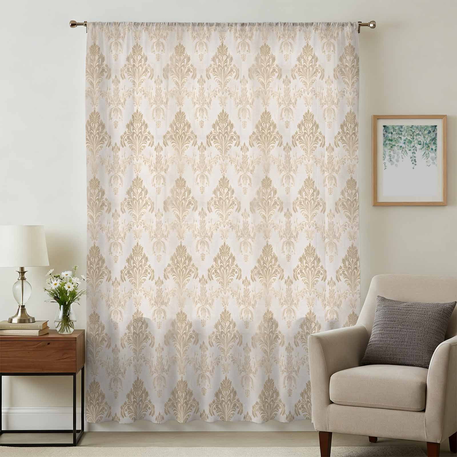 Country Boho Sheer Curtains 84 Inches Long, Vintage Middle Century ...