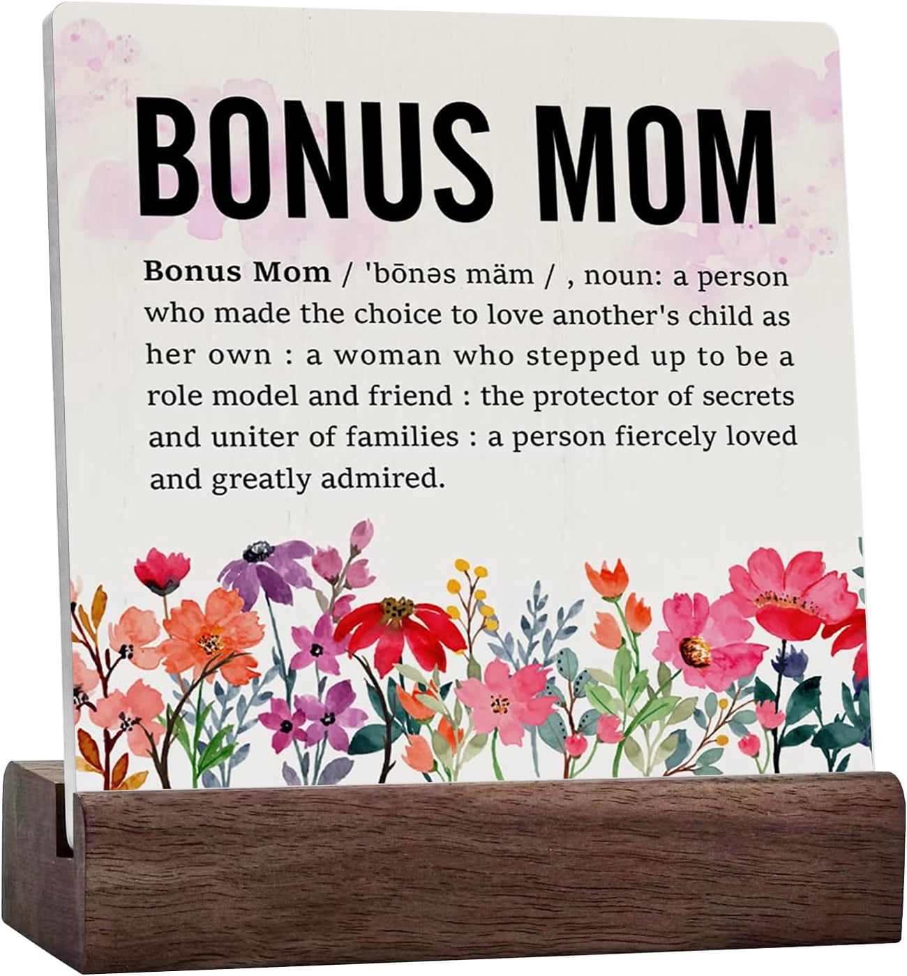 Country Bonus Mom Definition Sign Floral Bonus Mom Ceramic Table Sign ...