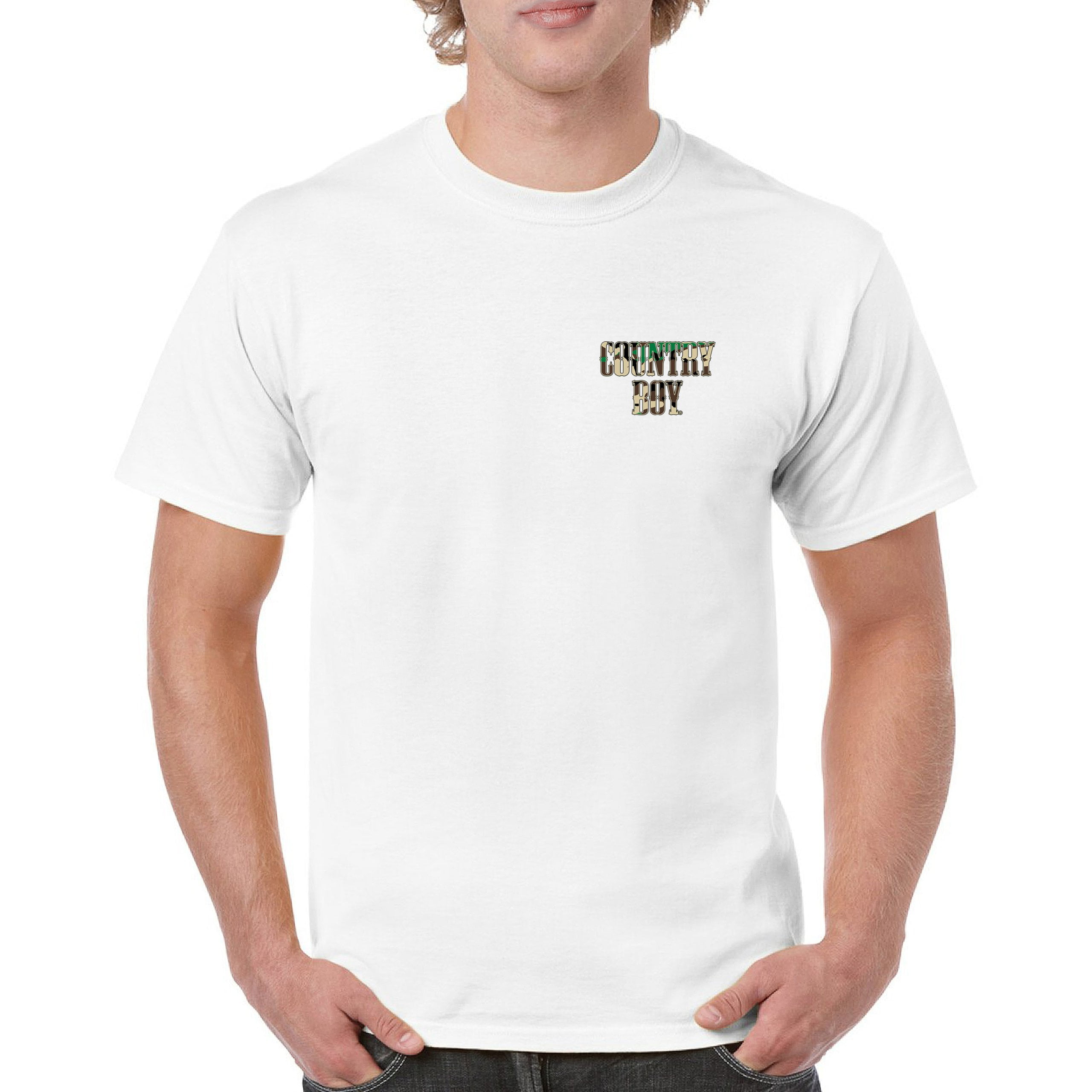 Country Boy Camo Crest T-shirt Small Town Rodeo Cowboy USA Military Men's Tee - Walmart.com