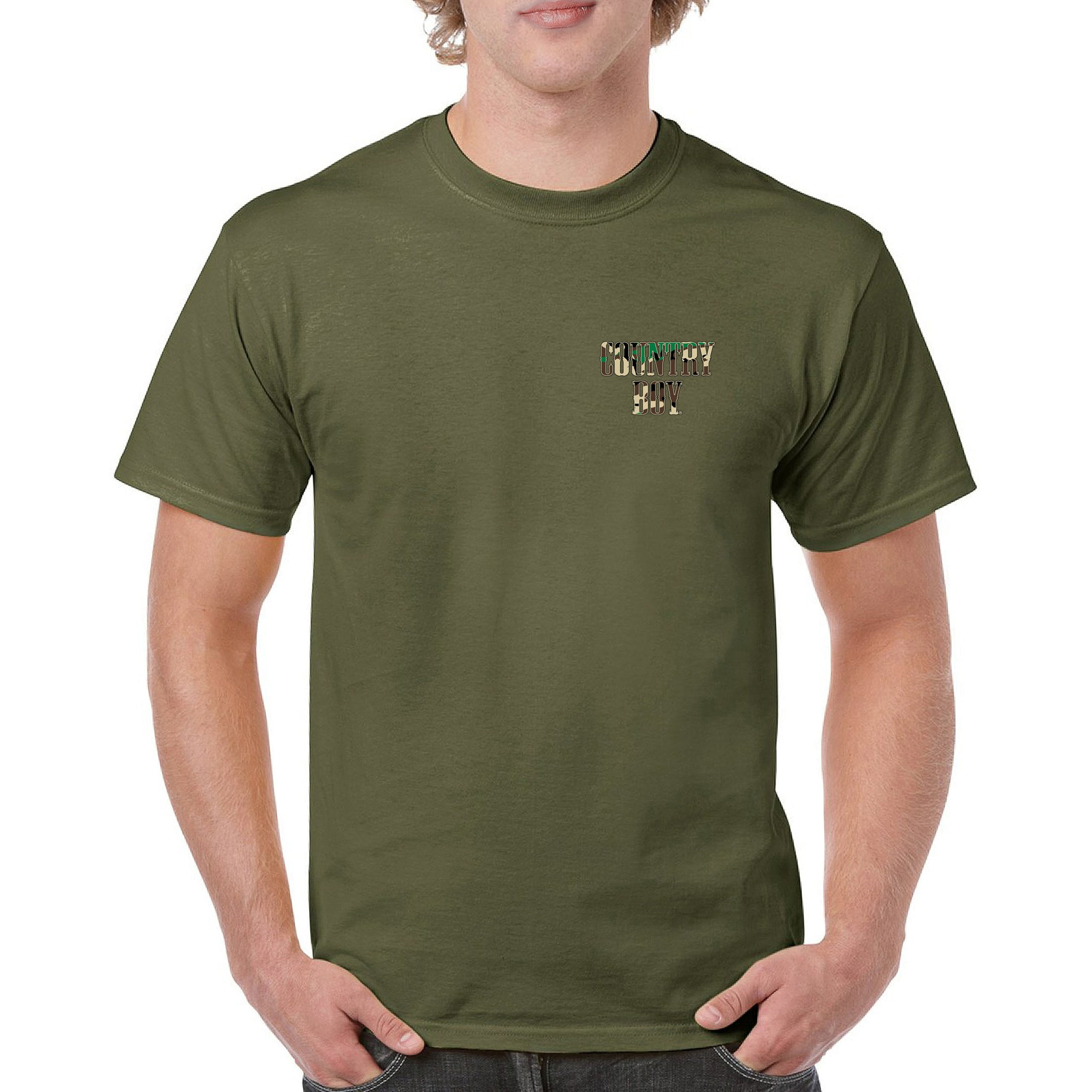 Country Boy Camo Crest T-shirt Small Town Rodeo Cowboy USA Military Men's Tee - Walmart.com