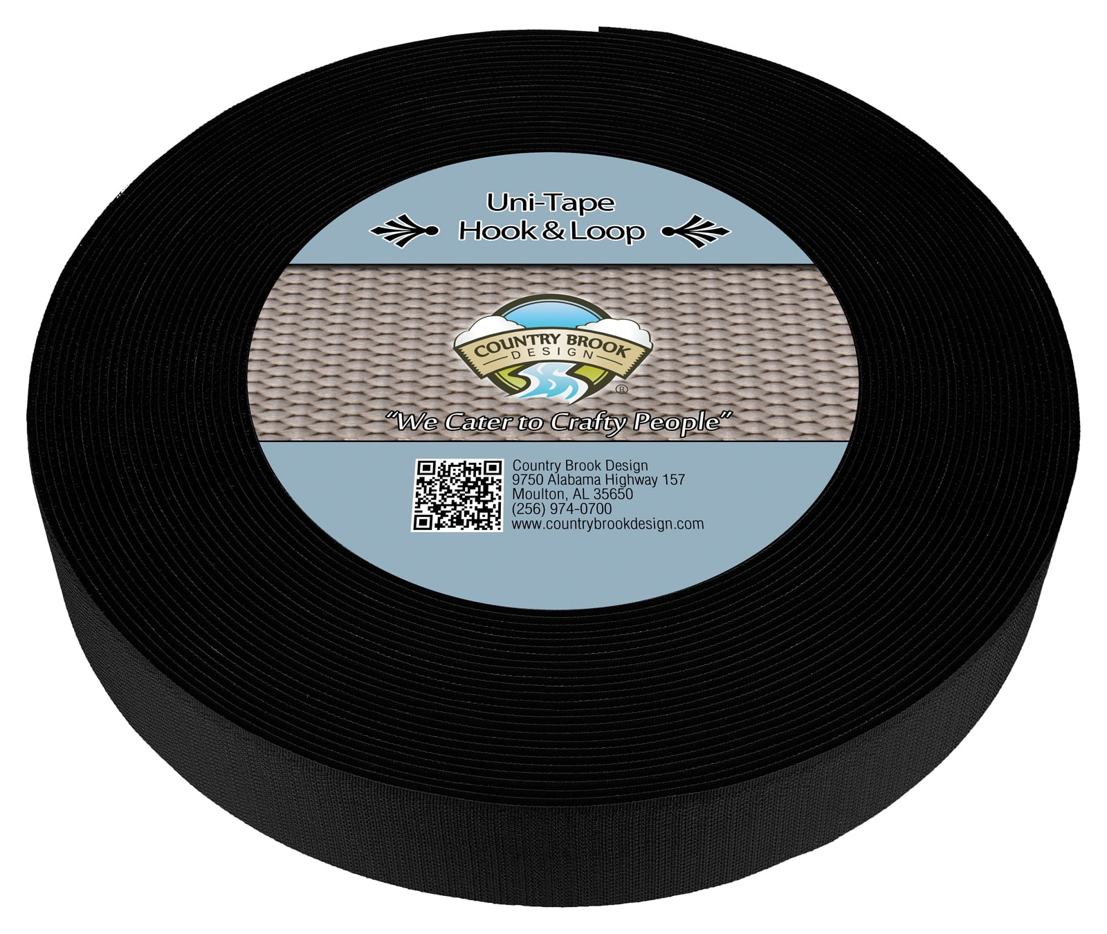 Country Brook Design® 1 1/2 inch Black Uni-Tape Hook and Loop, 10 Yards ...