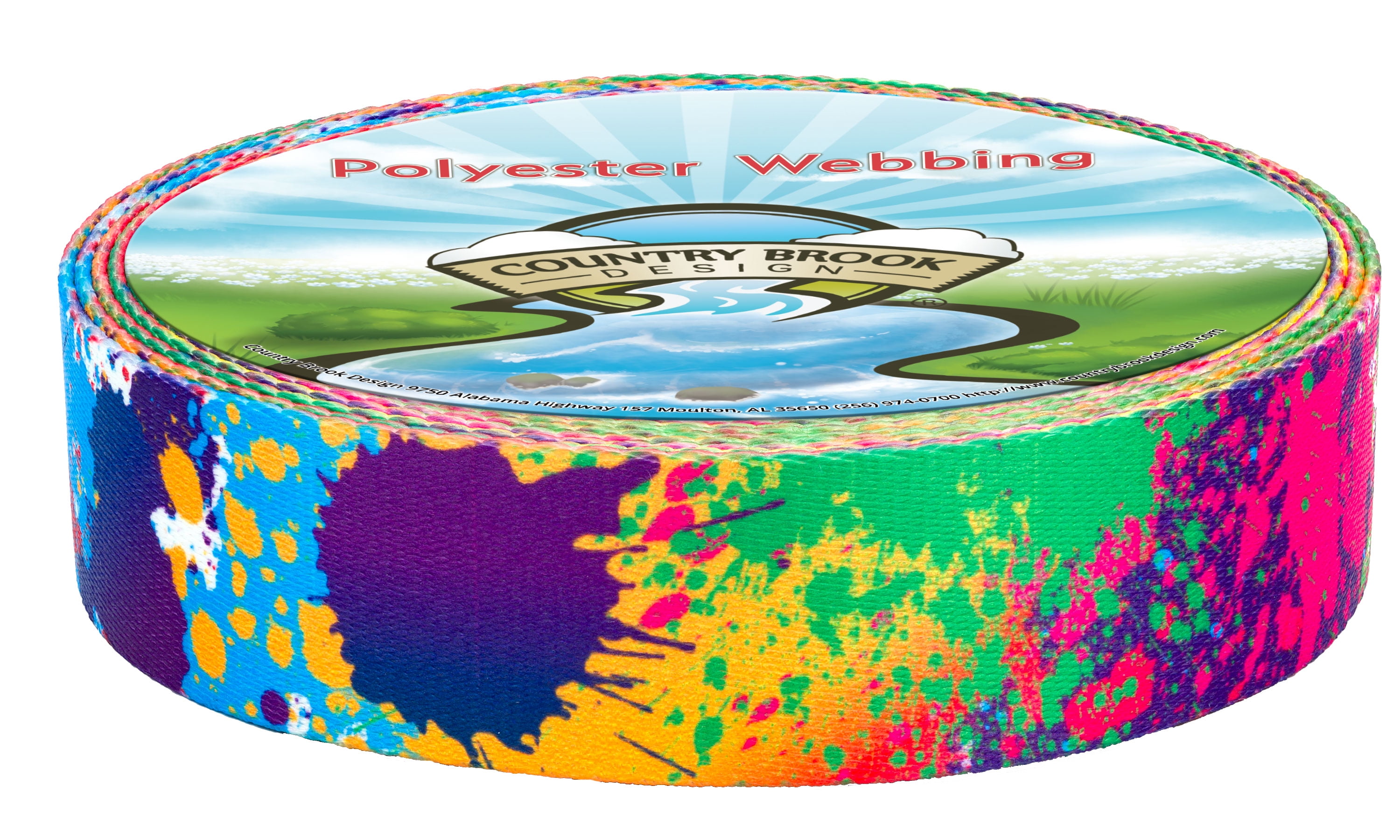 Country Brook Design® 1 1/2 inch Paint Splatter Polyester Webbing, 5 ...