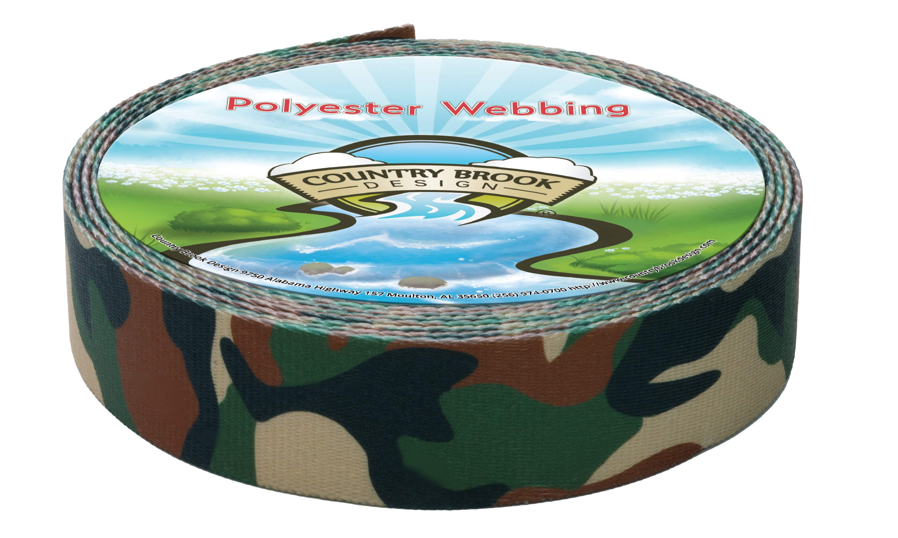 Country Brook Design® 1 1/2 inch Woodland Camo HD Polyester Webbing, 50 ...