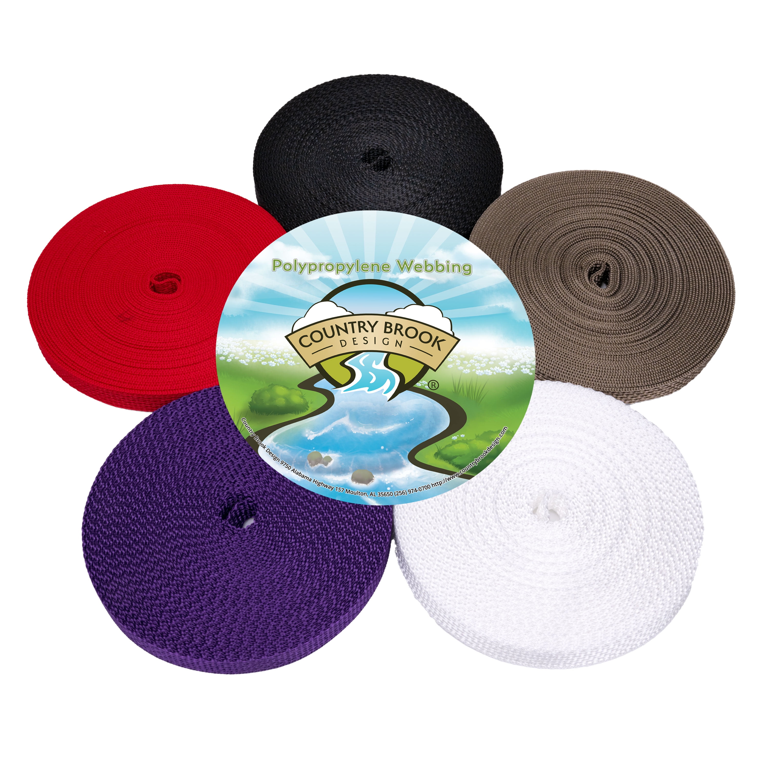 Country Brook Design® 1/2 inch 10 Yards of 5 Colors Polypro Webbing ...