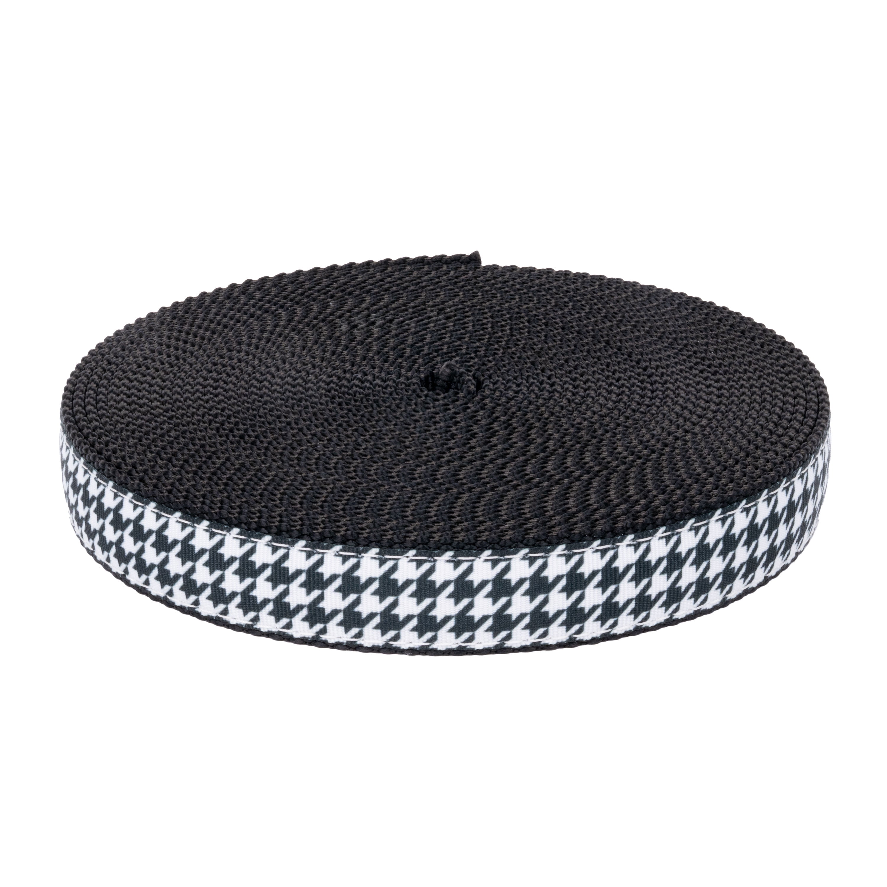 Country Brook Design® 1 Inch Houndstooth Ribbon on Black Nylon Webbing ...
