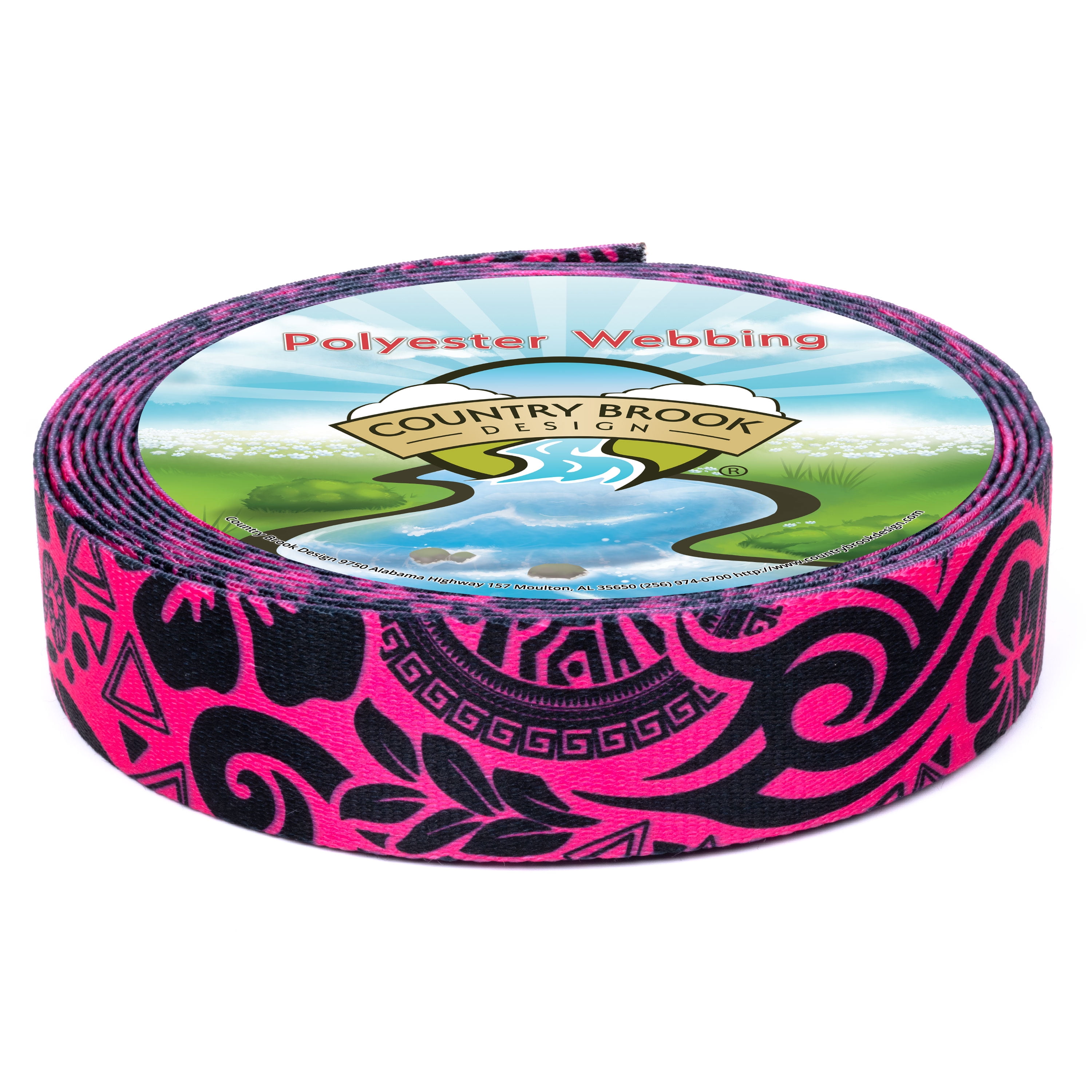Country Brook Design® 1 Inch Pink Polynesian Polyester Webbing, 20 ...