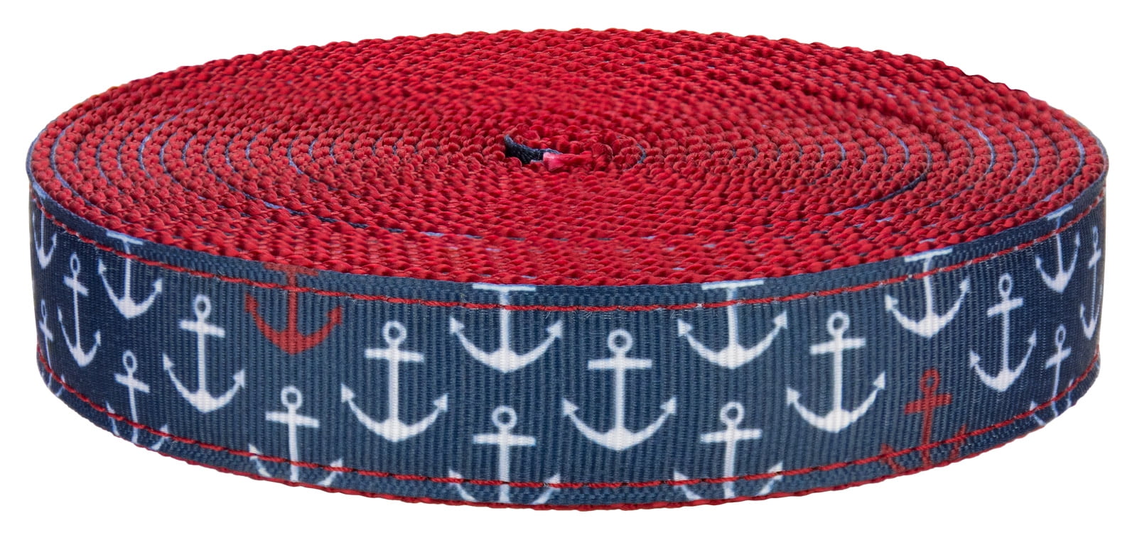Country Brook Design® 1 inch Anchors Away on Red Nylon Webbing, 10 ...