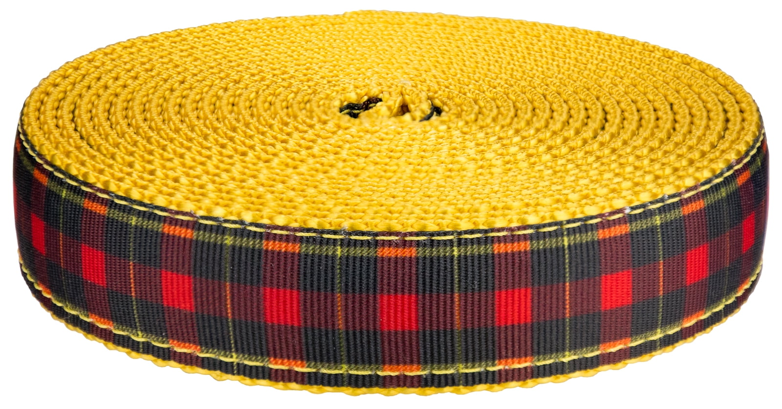 Country Brook Design® 1 inch Black and Red Plaid on Gold Nylon Webbing ...