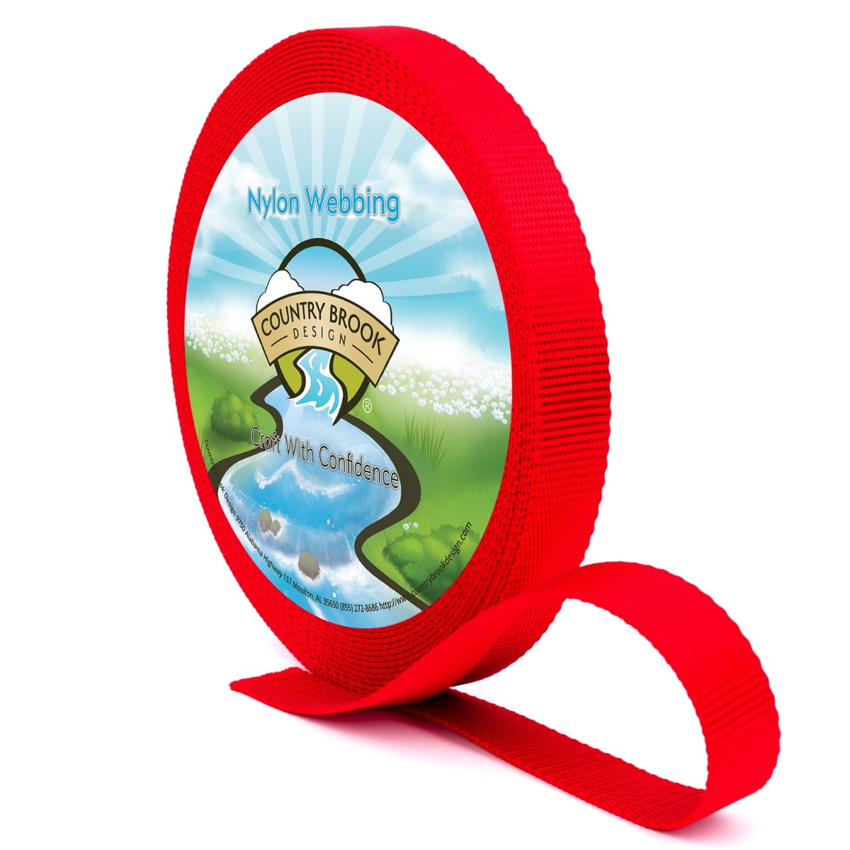 Country Brook Design® 1 inch Bright Red Heavy Duty Nylon Webbing, 20 ...